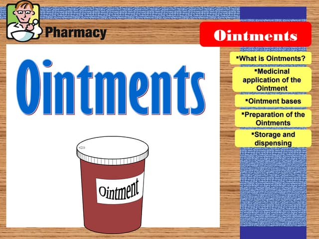 Ointments, types of ointments, ointment base, classification of ...