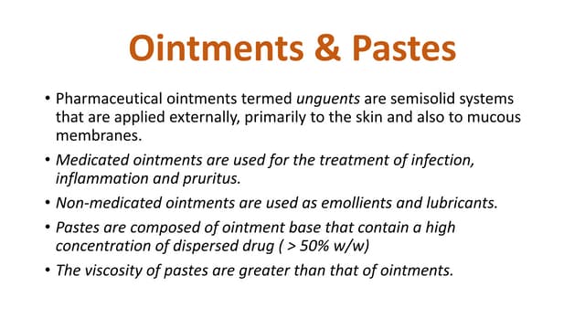 Ointments, types of ointments, ointment base, classification of ...