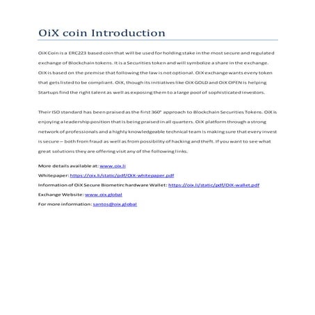 OiX Coin Introduction | DOCX