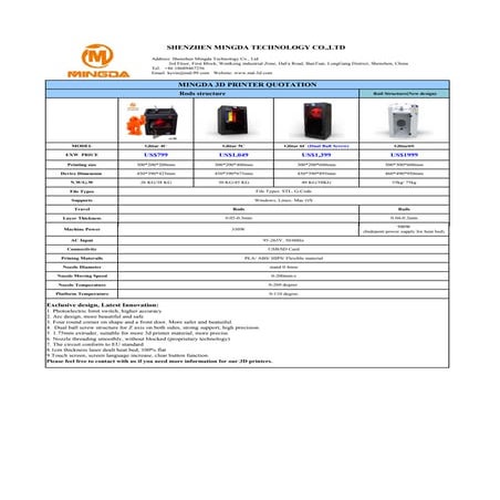 Mingda+3 d+printer+quotation | PDF