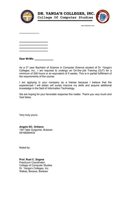 resume for OJT | PDF