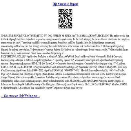 Ojt Narrative Report | PDF