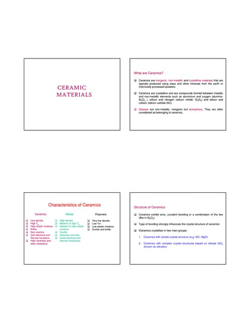 Module 7 - Ceramics, Structures and properties of ceramics | PDF