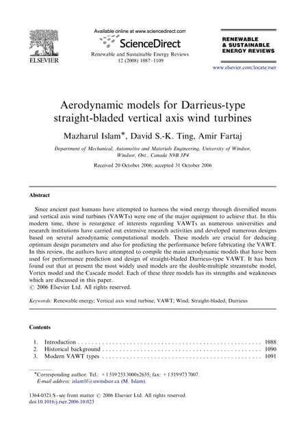 design and fabrication of vertical axis wind turbine | PPTX | Power and ...