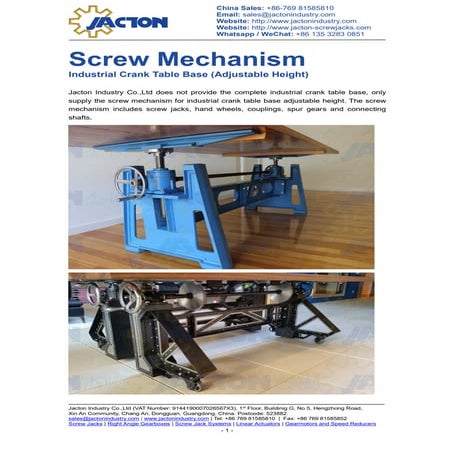industrial crank table base lift mechanism with adjustable height | PDF