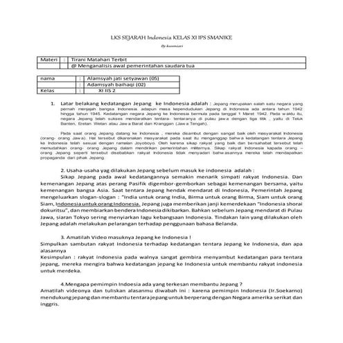 masuknya jepang ke indonesia | DOCX