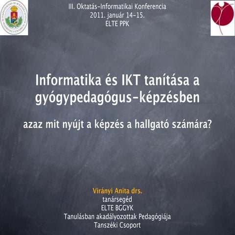 Informatika és IKT tanítása a gyógypedagógus-képzésben | KEY