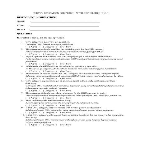 survey for person with disabilities | PDF