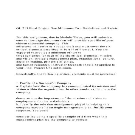 OL 215 Final Project One Milestone Two Guidelines and Rubric.docx