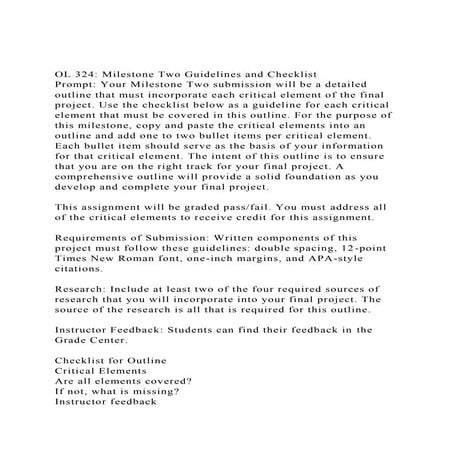 OL 324 Milestone Two Guidelines and ChecklistPrompt Your Mil.docx