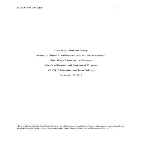 OL624 Sundown Bakery Case Study | DOCX