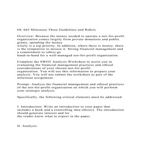 OL 665 Milestone Three Guidelines and Rubric Overview .docx