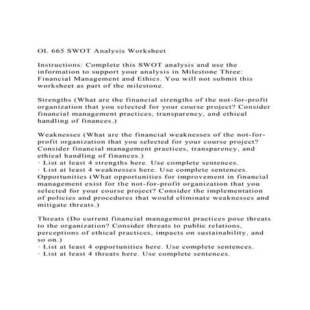 OL 665 Milestone Three Guidelines and Rubric Overview .docx