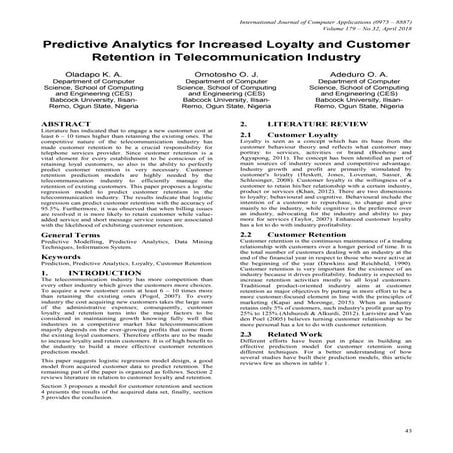 Predictive Analytics for Increased Loyalty and Customer Retention in ...