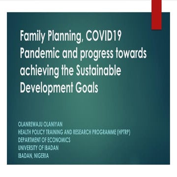 Professor Lanre Olaniyan: Family Planning, COVID-19 Pandemic and ...