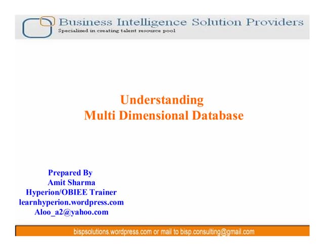 Multidimentional data model | PDF