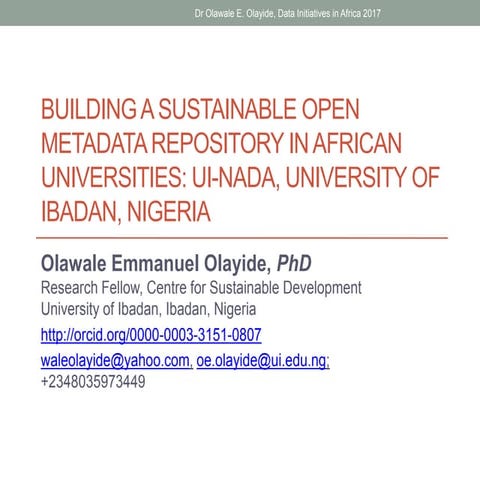 Olayide.building and sustaining institutional research | PPT