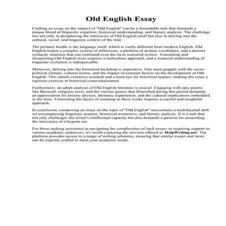 Old English Essay | PDF | Environmental Services Industry | Industries