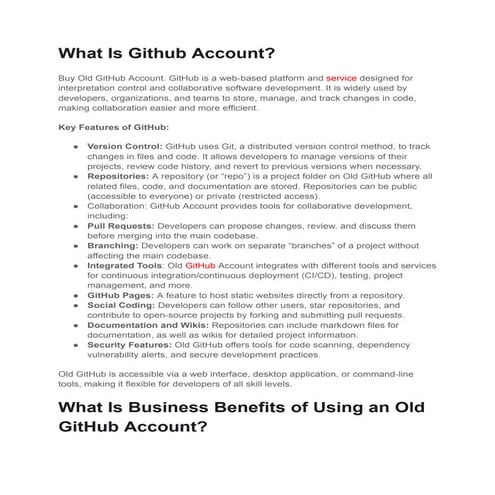 Buy Old GitHub account with 5% discount now | PDF
