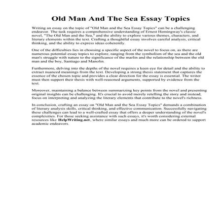 Old Man And The Sea Essay Topics | PDF