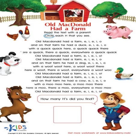 Old Mcdonald lyrics and coloring pages | PDF