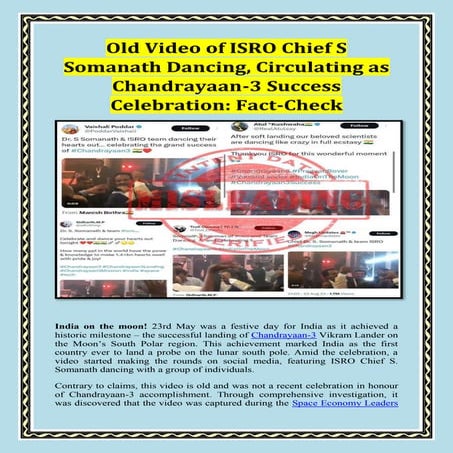 Old Video Of ISRO Chief S Somanath Dancing, Circulating as Chandrayaan ...