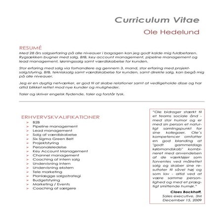 Ole hedelund cv 2015 | PDF