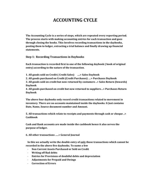 Format of all accounts for O Levels | PDF