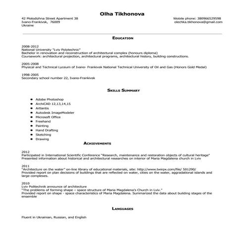 Resume eng | PDF