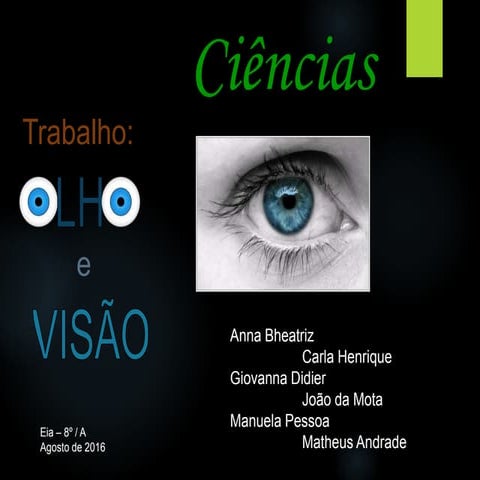 Olho e Visão - (Trabalho em Grupo - 8º ano Escola EIA) | PPTX