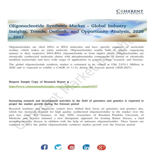 Oligonucleotide synthesis market,2020 2027 | PDF