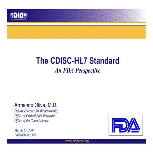The CDISC-HL7 Project | PDF