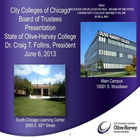 (CCC) Olive-Harvey Board of Trustees 6/2013 presentation | PPT
