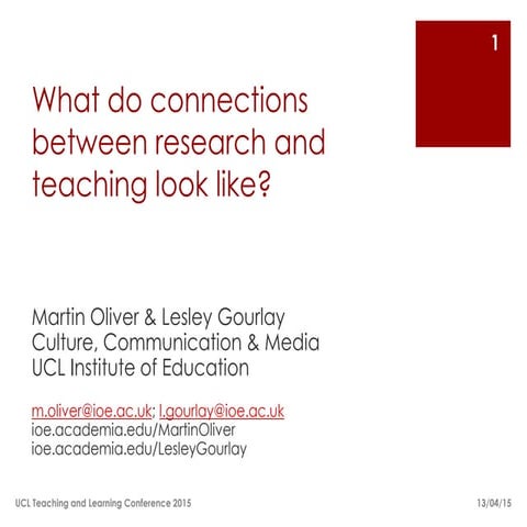 What do connections between research and teaching look like? | PPTX