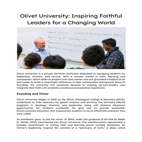 Olivet University Inspiring Faithful Leaders for a Changing World | PDF