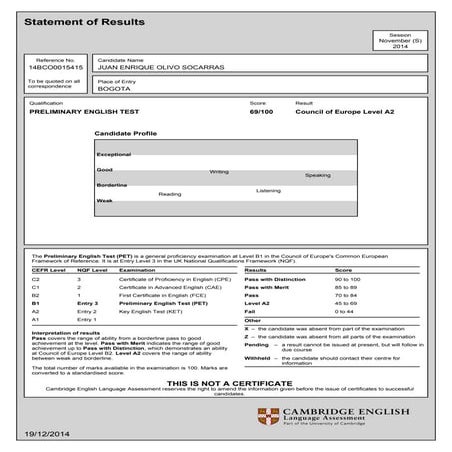 JUAN OLIVO - STATEMENT OF RESULT | PDF