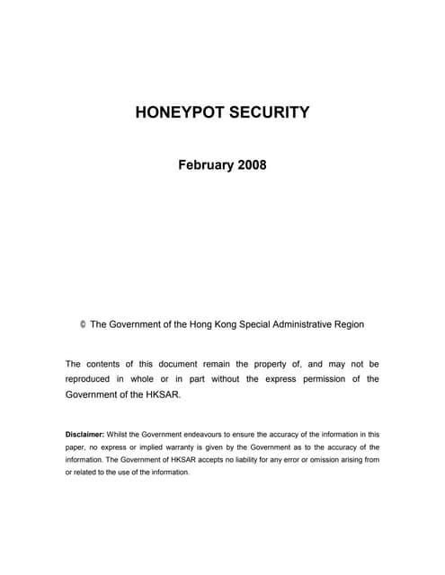 Honey pots | PPTX | Internet | Computing