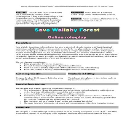 Save Wallaby Forest Role Play | PDF