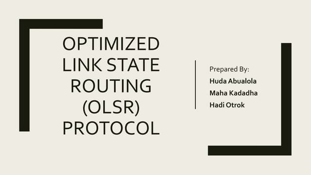 About Optimized Link State Routing Olsr Protocol Ppt