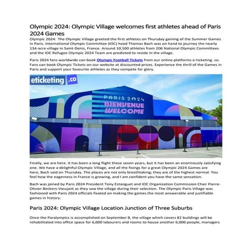 Olympic 2024 Olympic Village welcomes first athletes ahead of Paris ...