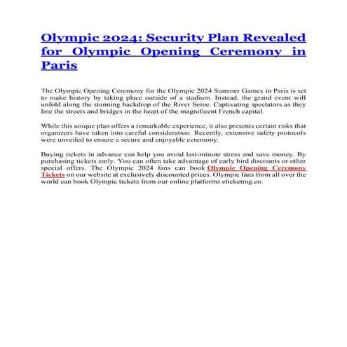 Olympic 2024 Security Plan Revealed for Olympic Opening Ceremony in ...