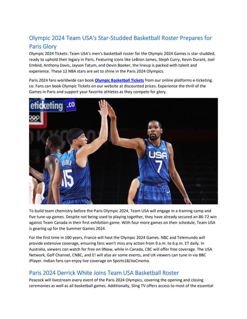 Paris 2024 Team USA Unveils Olympic Basketball Uniforms LeBron James, Kevin Durant Lead Charge ...