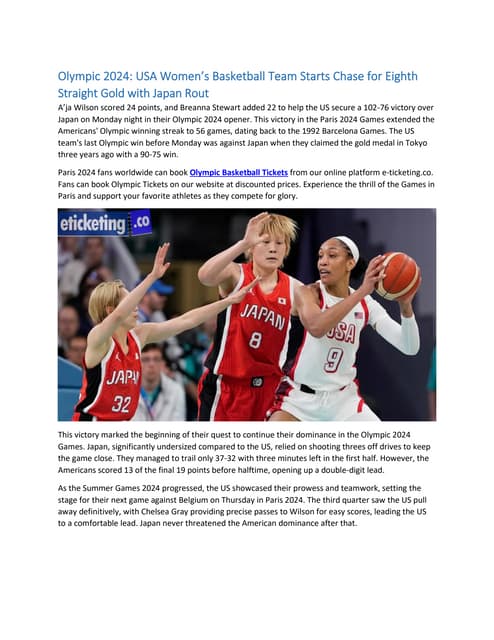 Paris 2024 The USA Olympic Basketball Team is ready to showcase its ...
