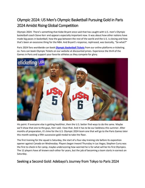 Paris 2024 Team USA Unveils Olympic Basketball Uniforms LeBron James ...