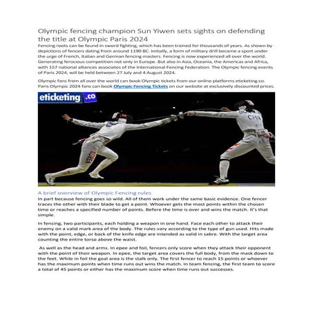 Olympic fencing champion Sun Yiwen sets sights on defending the title ...