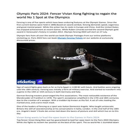 Olympic Paris 2024 Fencer Vivian Kong fighting to regain the world No 1 Spot at the Olympics.pdf