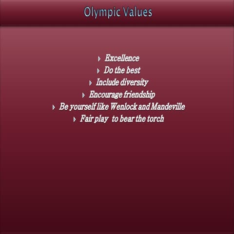 Olympic games Values 5 I 1 2012 | PPT