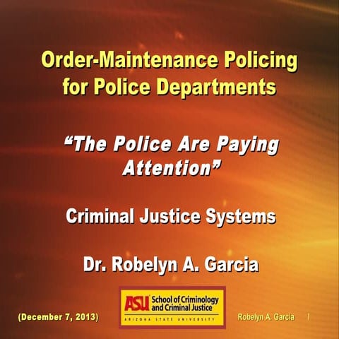 Order-Maintenance Policing for Police Departments | PPT