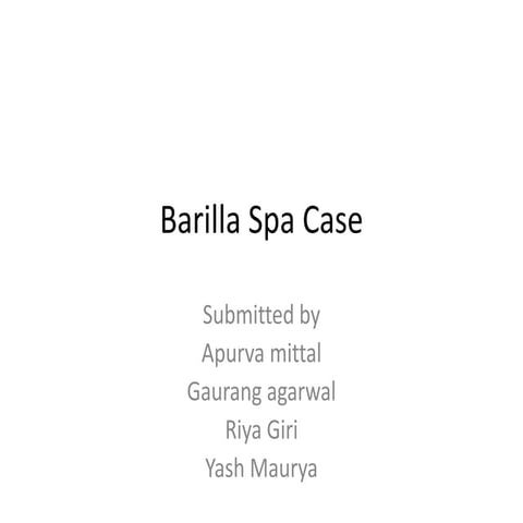 Barilla Spa Case | PPT