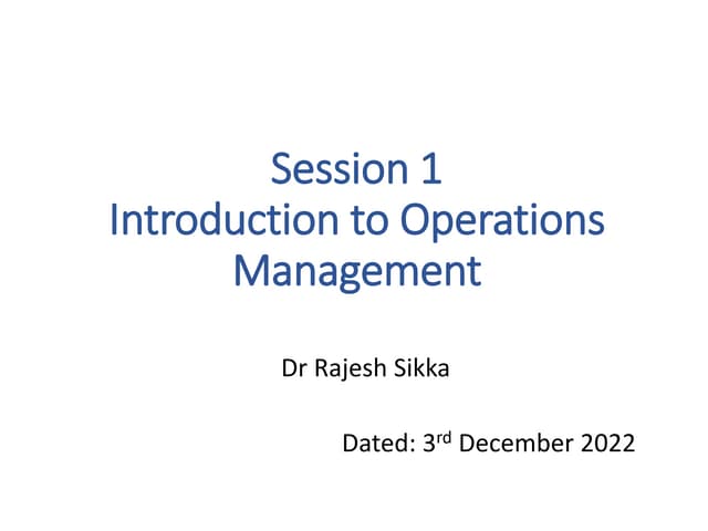 Operations management | PPTX